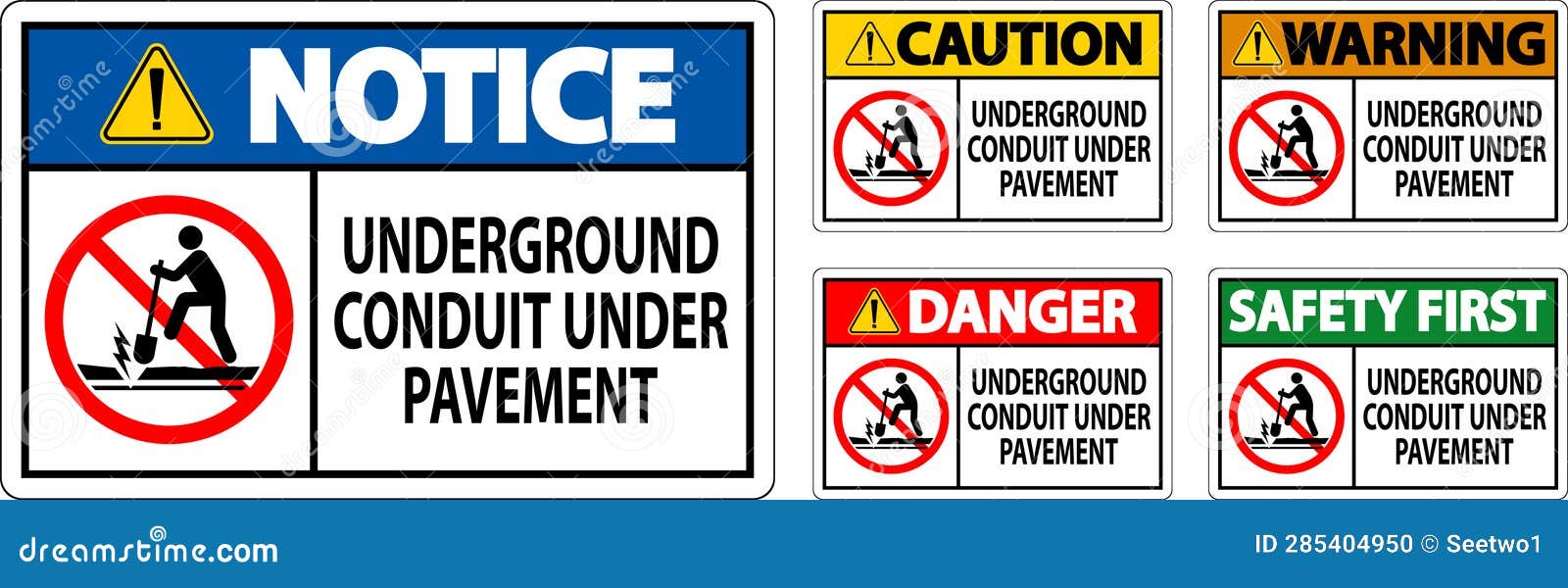 Danger Sign, Underground Conduit Under Pavement Stock Vector ...