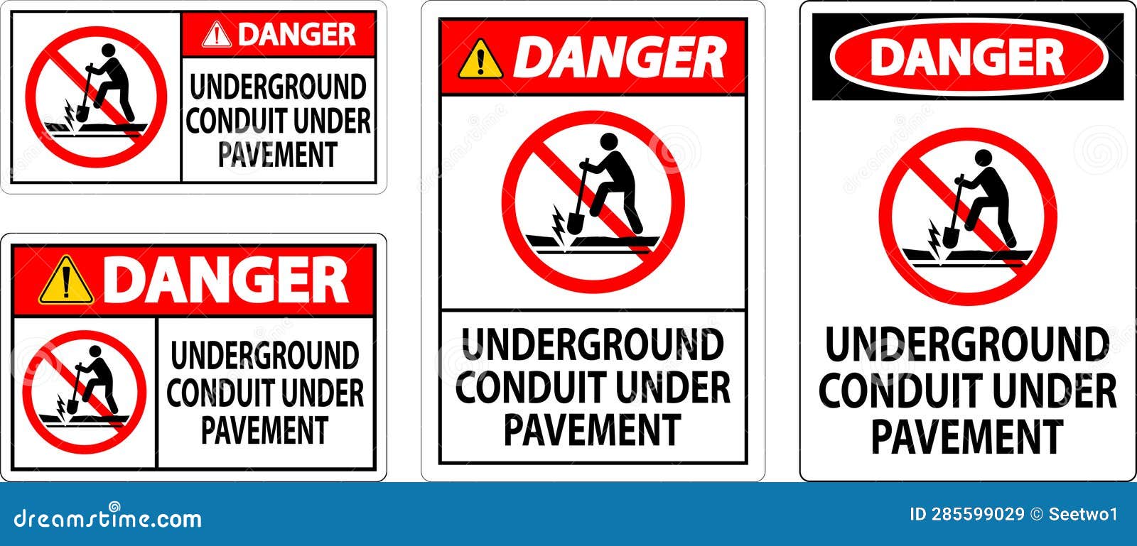 Danger Sign, Underground Conduit Under Pavement Stock Vector ...
