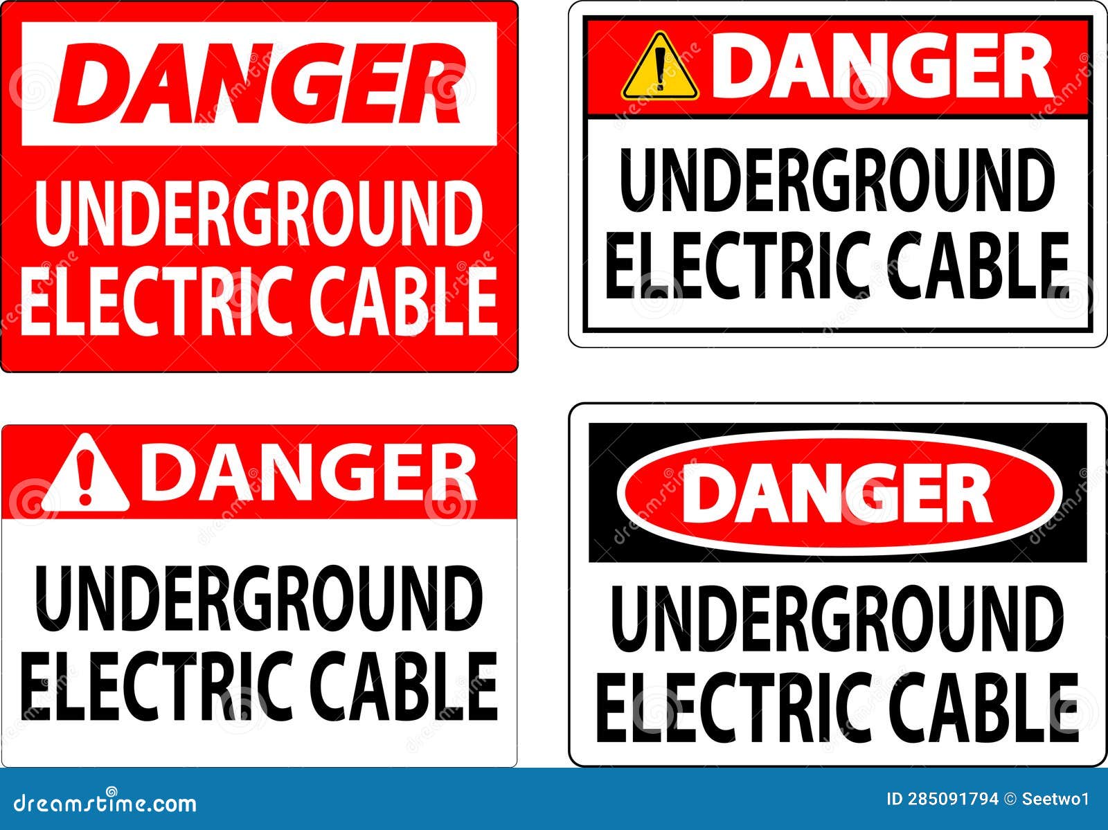 Danger Sign, Underground Electric Cable Stock Vector - Illustration of ...
