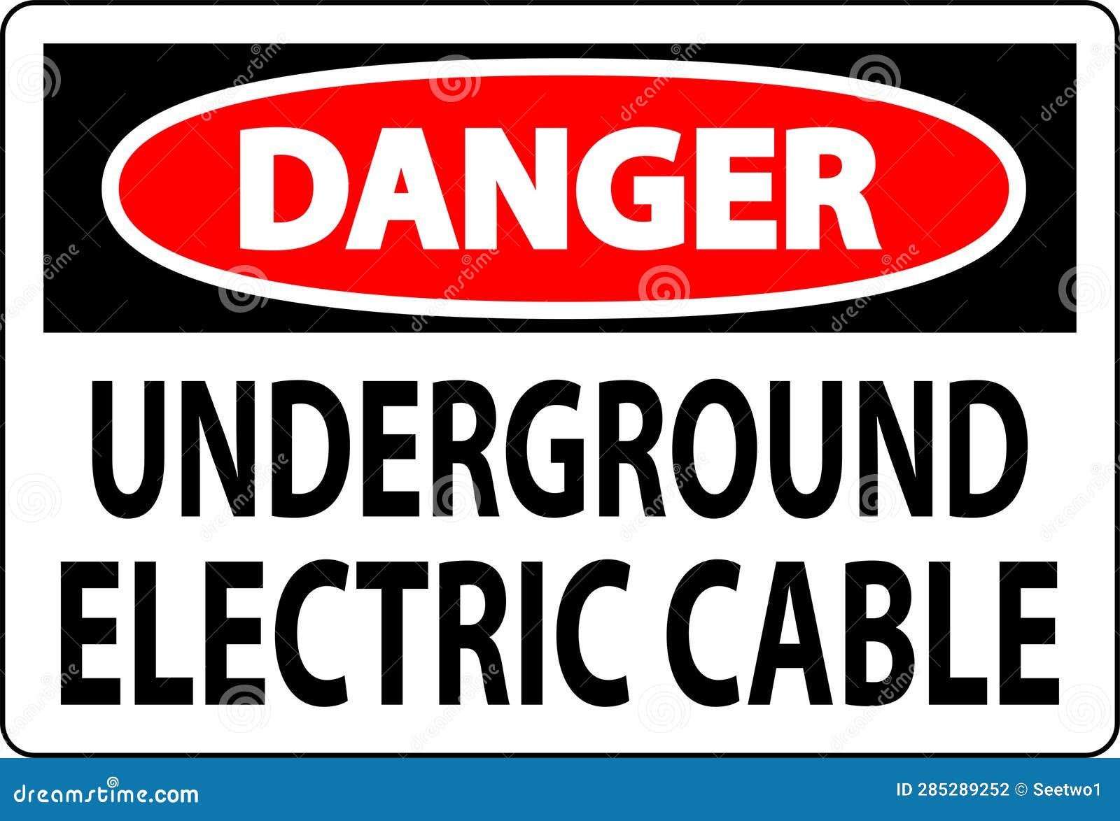 Danger Sign, Underground Electric Cable Stock Illustration ...