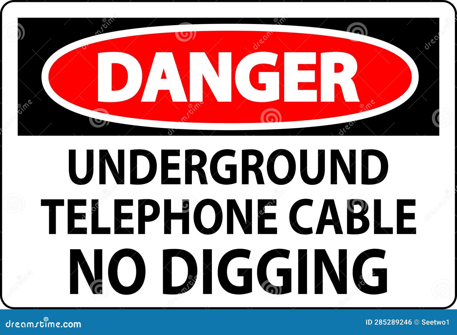 Danger Sign, Underground Telephone Cable No Digging Stock Vector ...