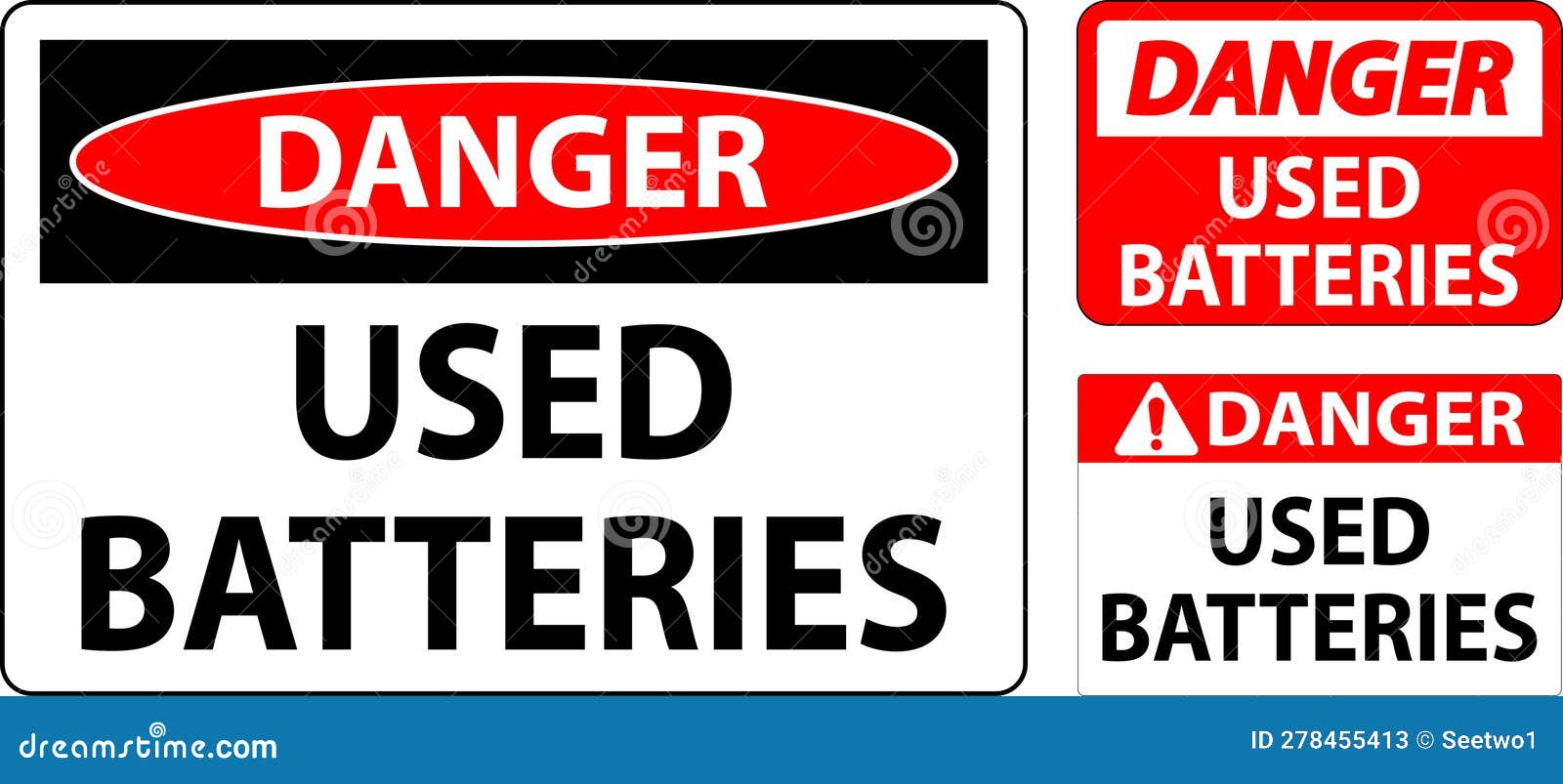 Danger Sign Used Batteries on White Background Stock Vector ...