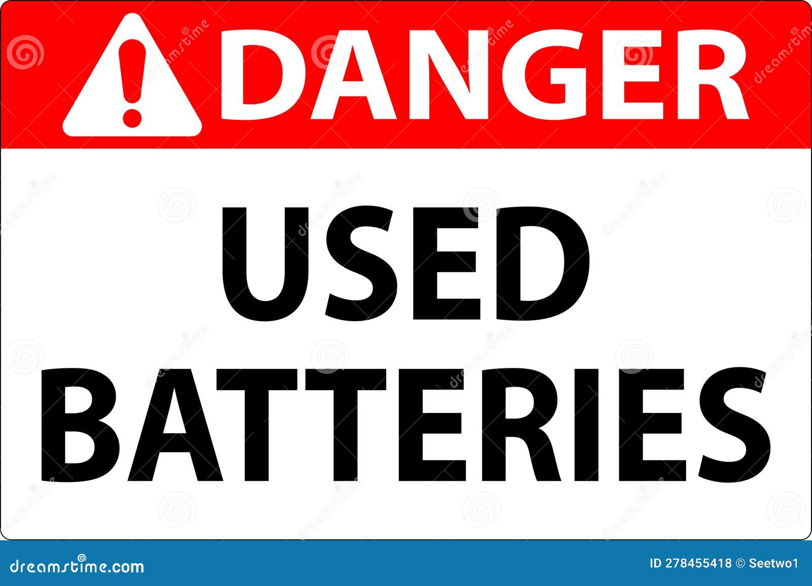 Danger Sign Used Batteries on White Background Stock Vector ...