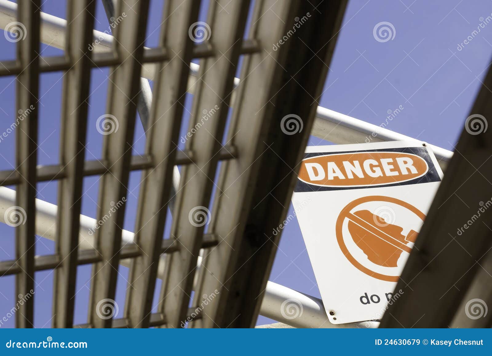 Danger Sign Viewed from Under Stairs Stock Image - Image of safety ...