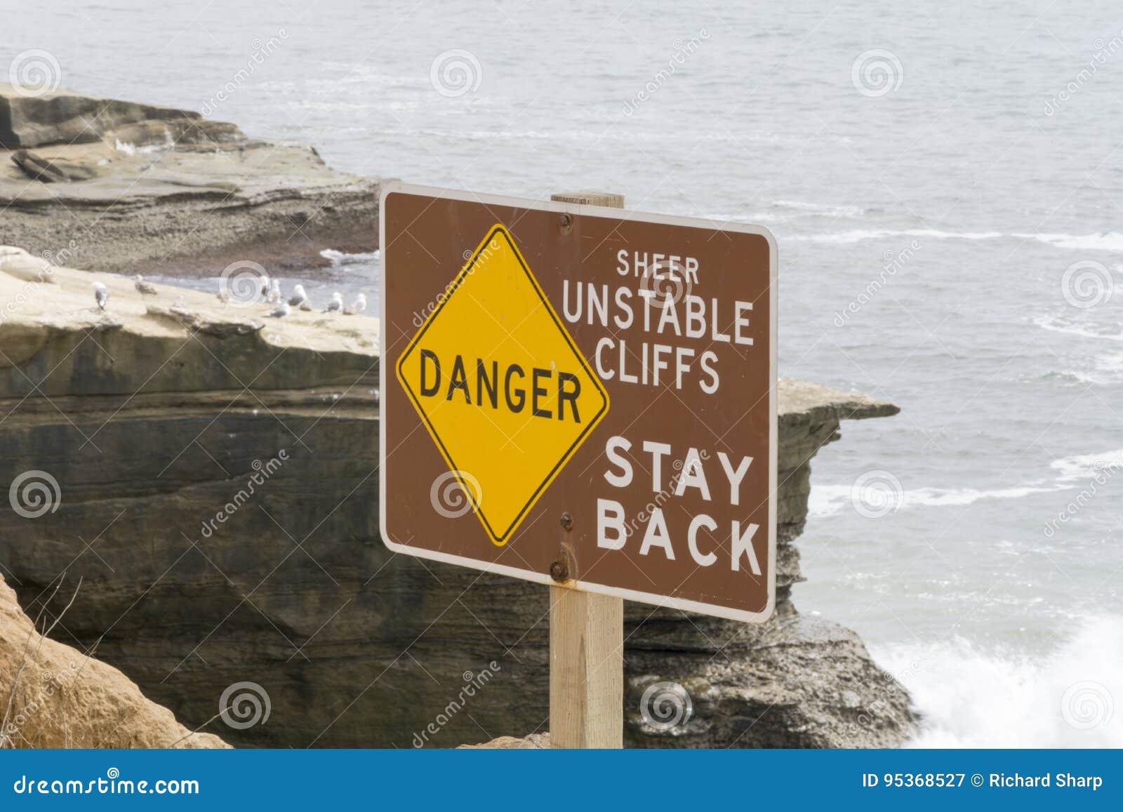 Danger Sign Warning of Erosion Stock Image - Image of sheer, sign: 95368527
