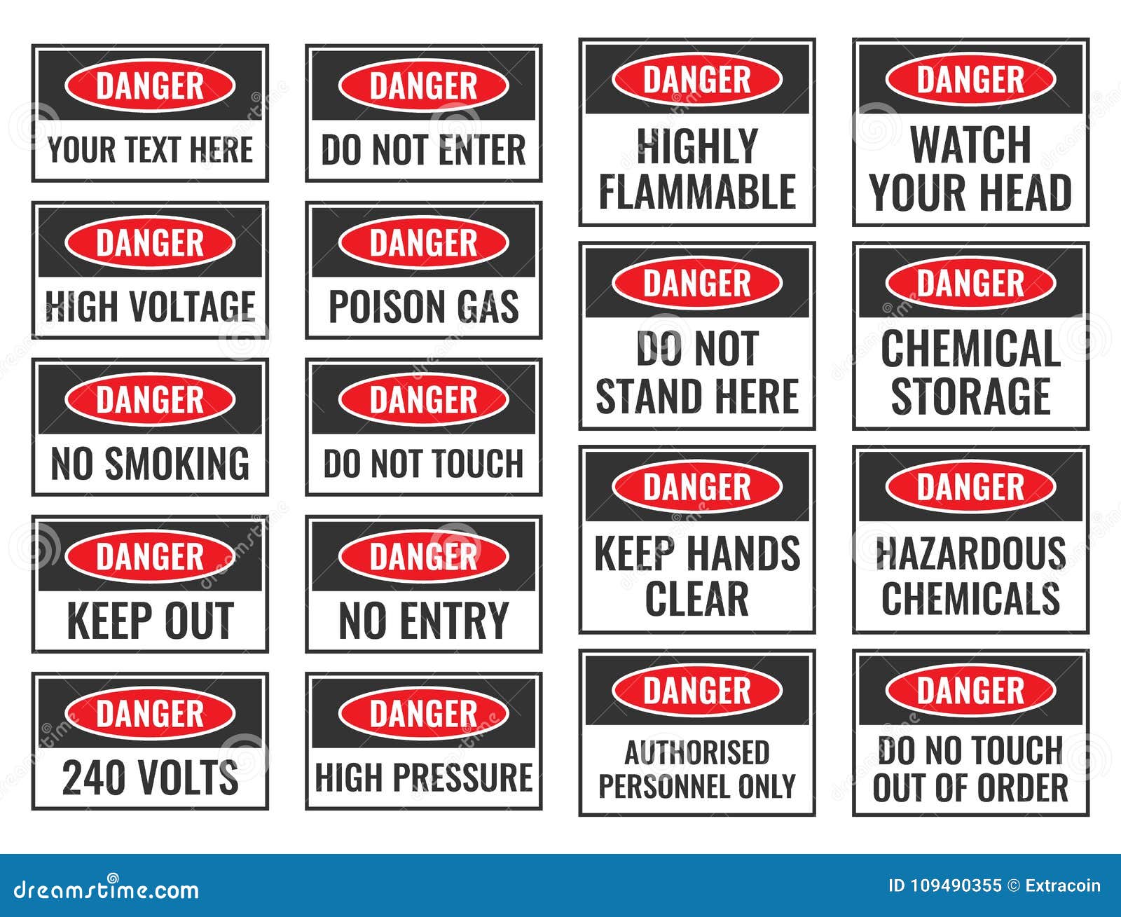 Danger signs set stock vector. Illustration of design - 109490355