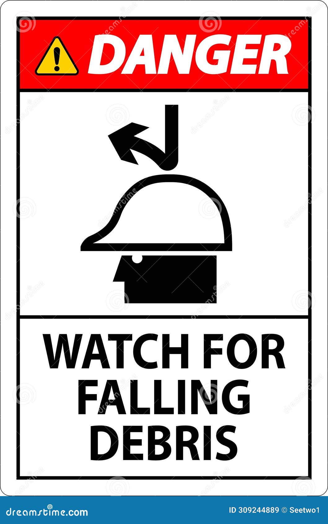 Danger Sign, Watch for Falling Debris Stock Vector - Illustration of ...