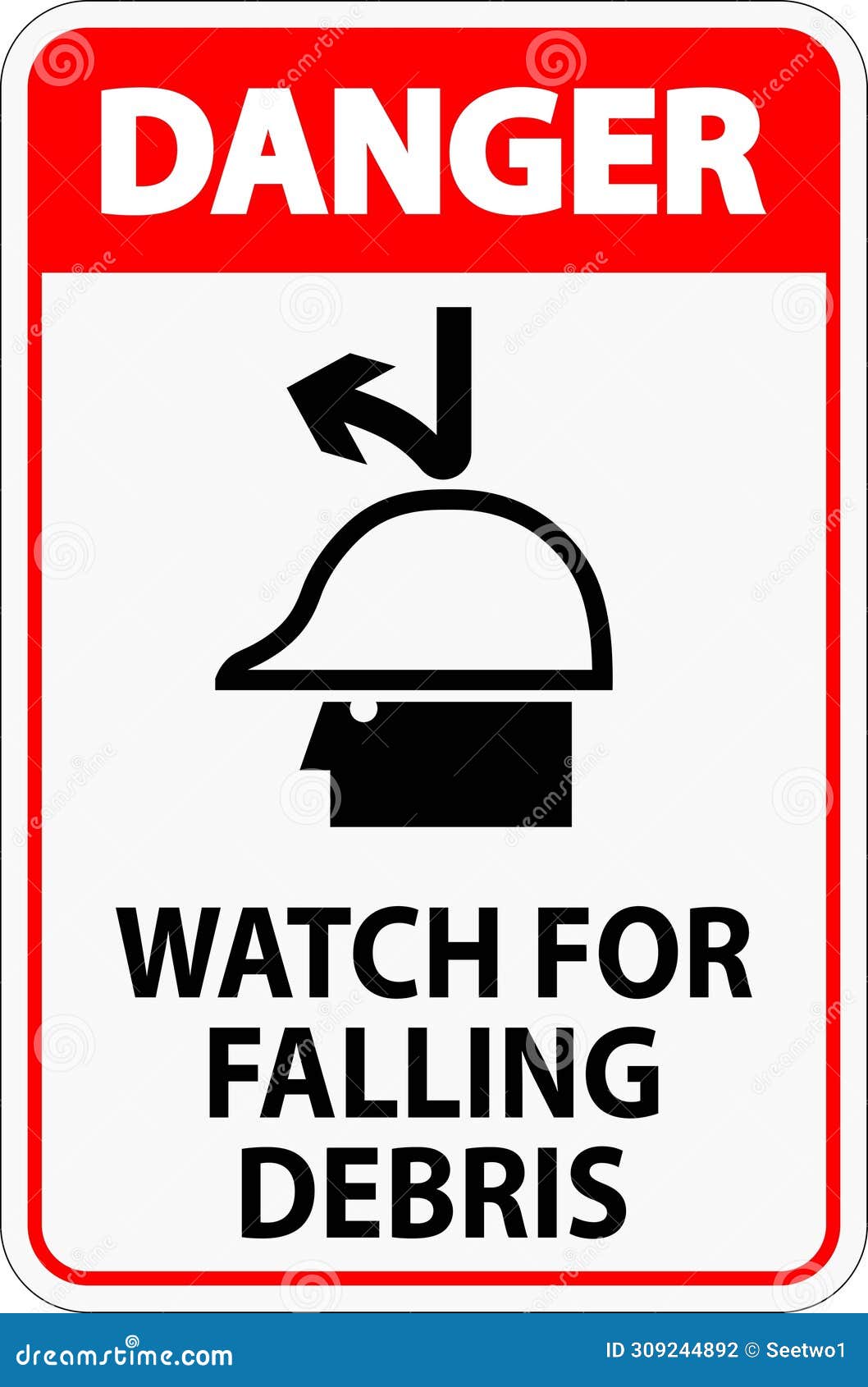 Danger Sign, Watch for Falling Debris Stock Vector - Illustration of ...