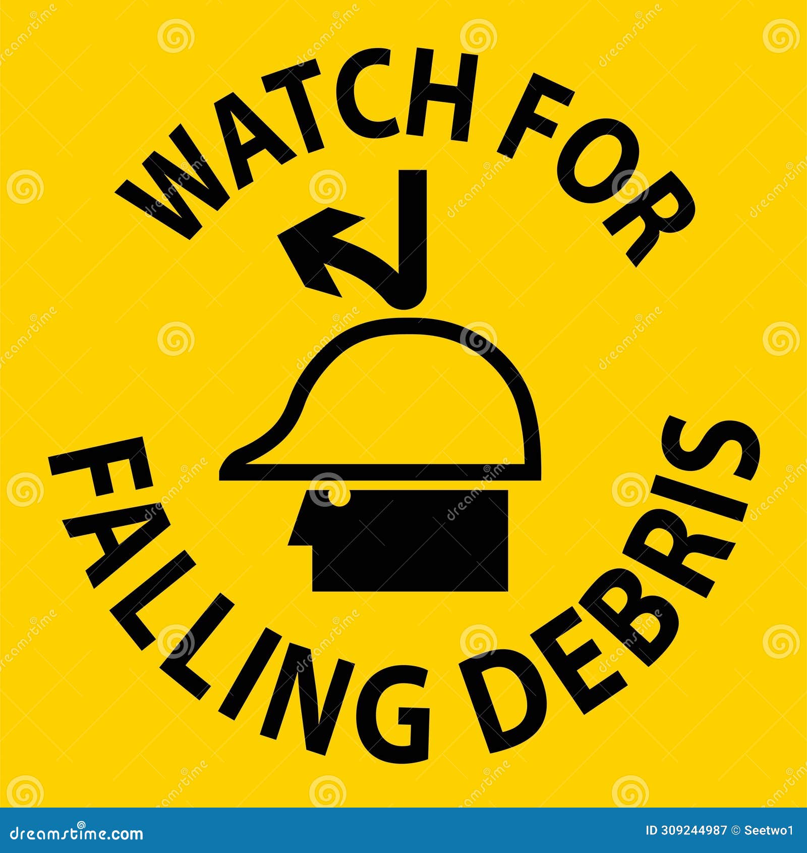 Danger Sign, Watch for Falling Debris Stock Vector - Illustration of ...
