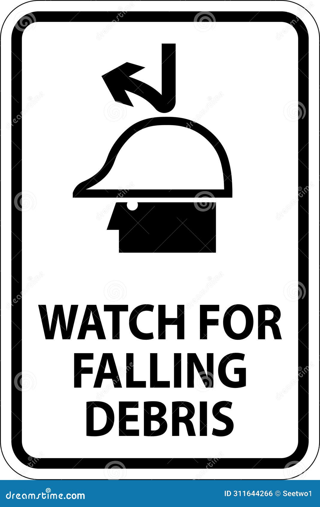Danger Sign, Watch for Falling Debris Stock Vector - Illustration of ...