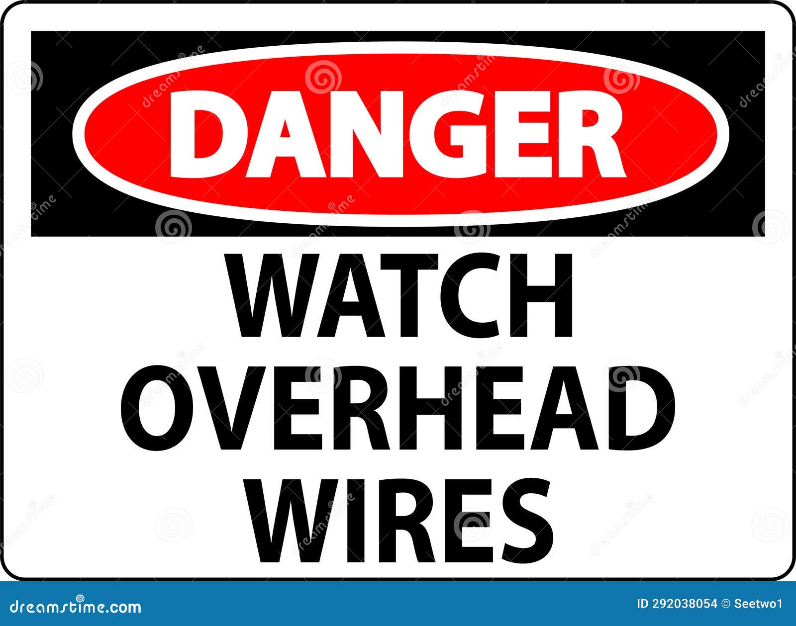Danger Sign Watch Overhead Wires Stock Illustration - Illustration of ...