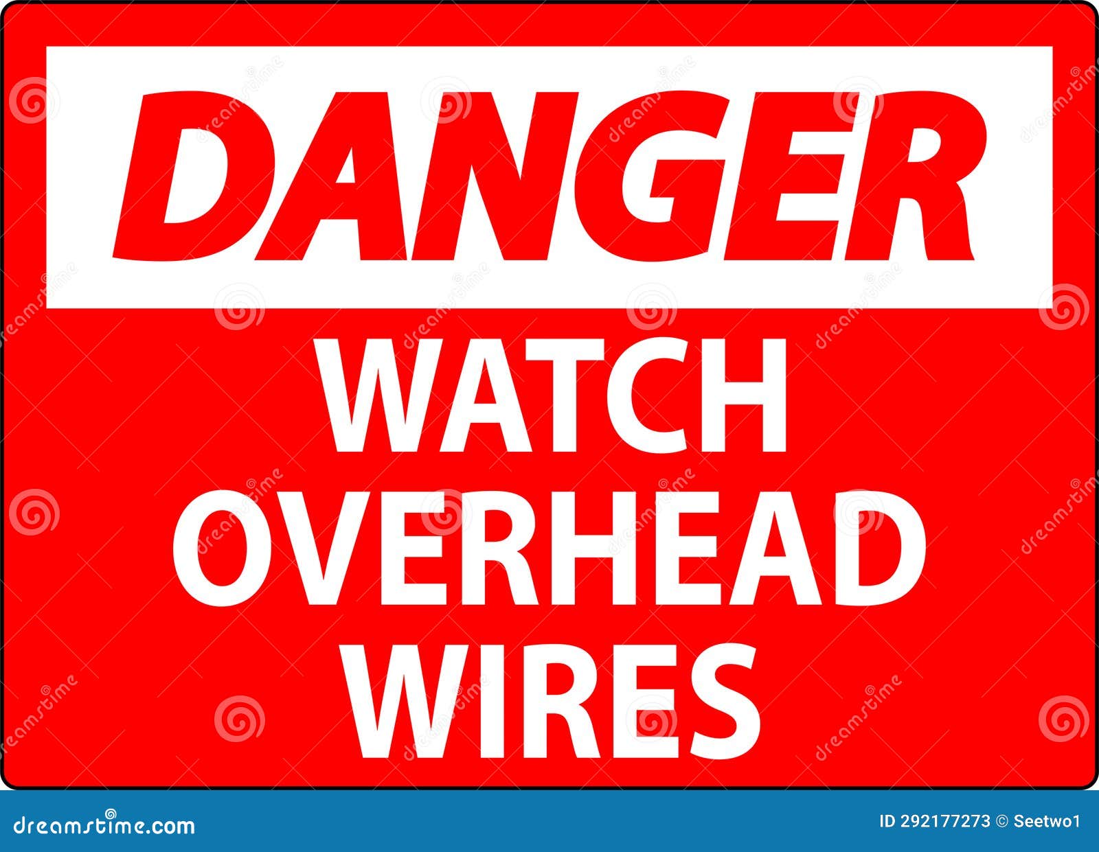 Danger Sign Watch Overhead Wires Stock Illustration - Illustration of ...