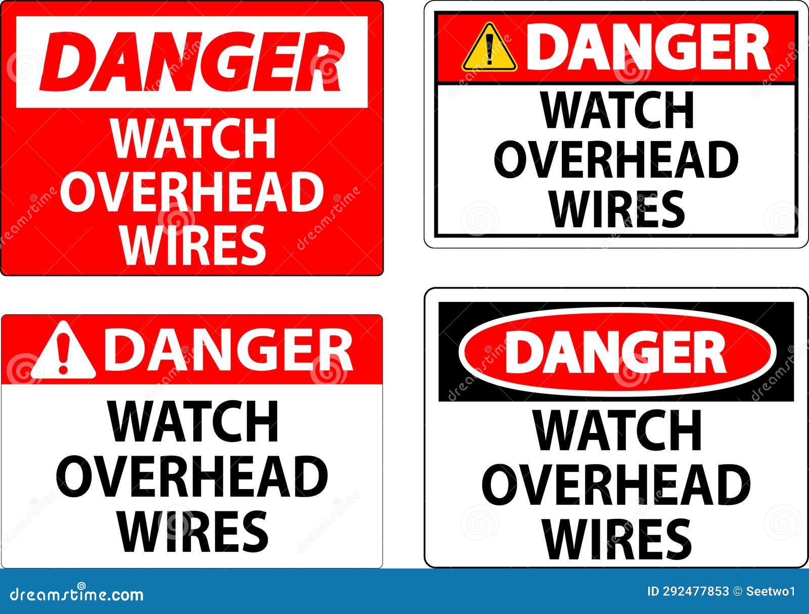 Danger Sign Watch Overhead Wires Stock Vector - Illustration of fall ...