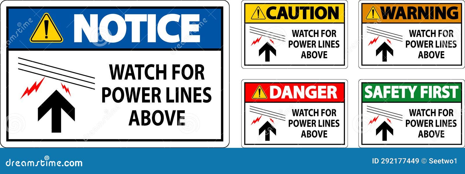 Danger Sign Watch for Power Lines Above Stock Vector - Illustration of ...