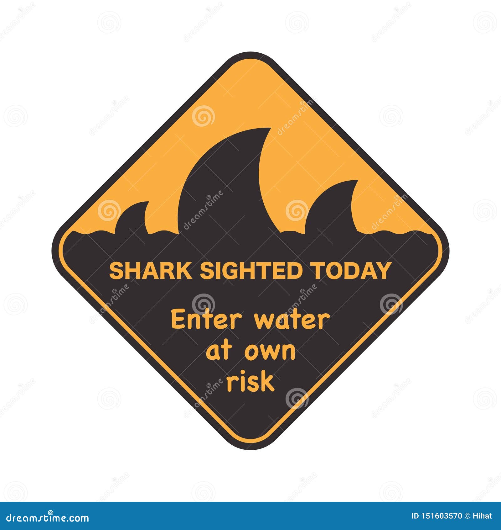 Danger Signal Icon with a Shark Fin. Stock Vector - Illustration of ...
