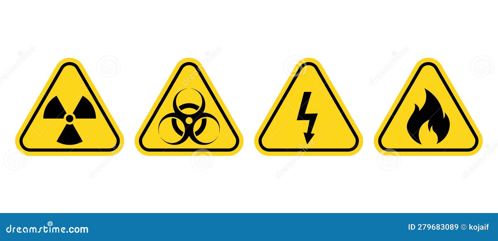 Danger Signs Vector Icon Set. Radioactive, Biohazard, High Voltage ...