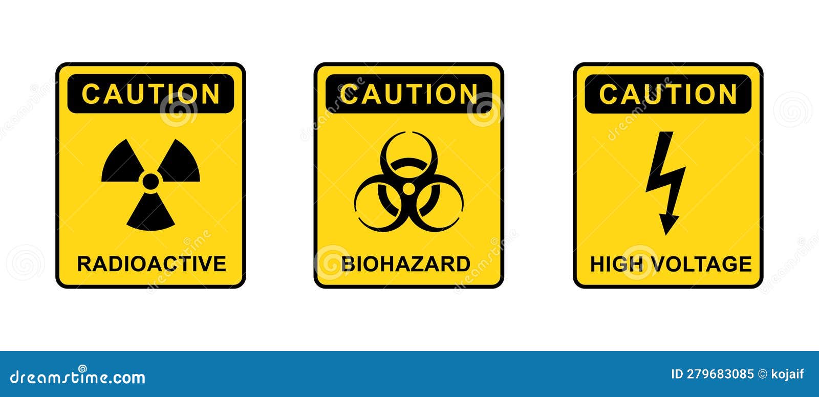 Danger Signs Vector Icon Set. Radioactive, Biohazard, High Voltage ...