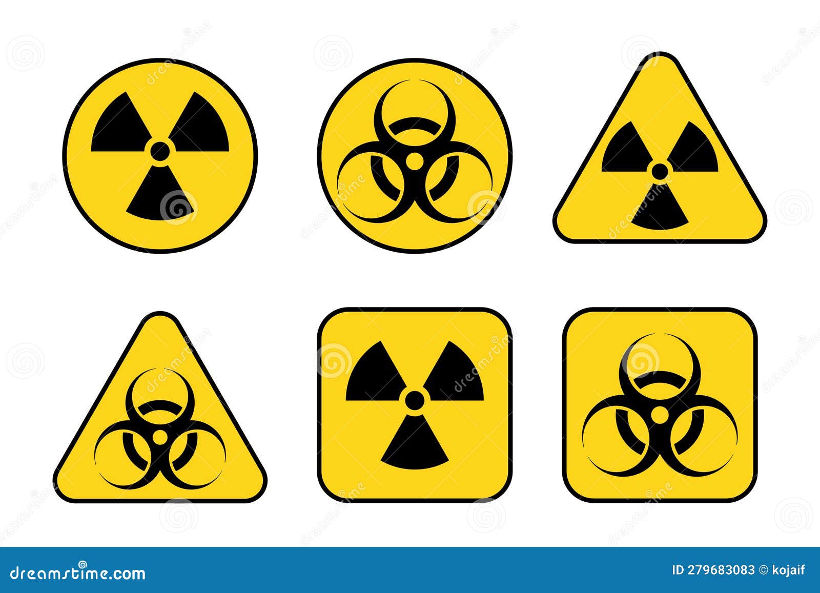 Danger Signs Vector Icon Set. Radioactive, Biohazard Warning Symbol ...
