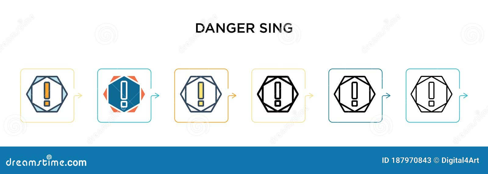 Danger Sing Vector Icon in 6 Different Modern Styles. Black, Two ...