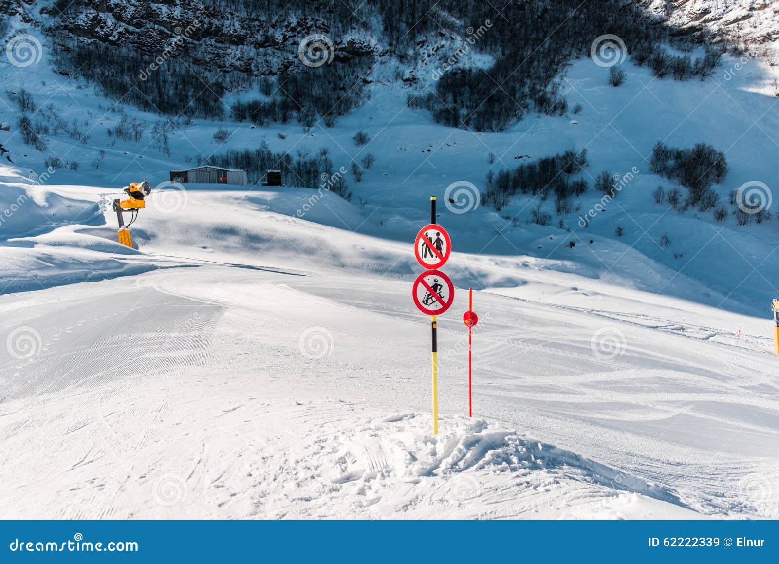 The Danger Sings on Winter Skiing Resort Stock Image - Image of risk ...
