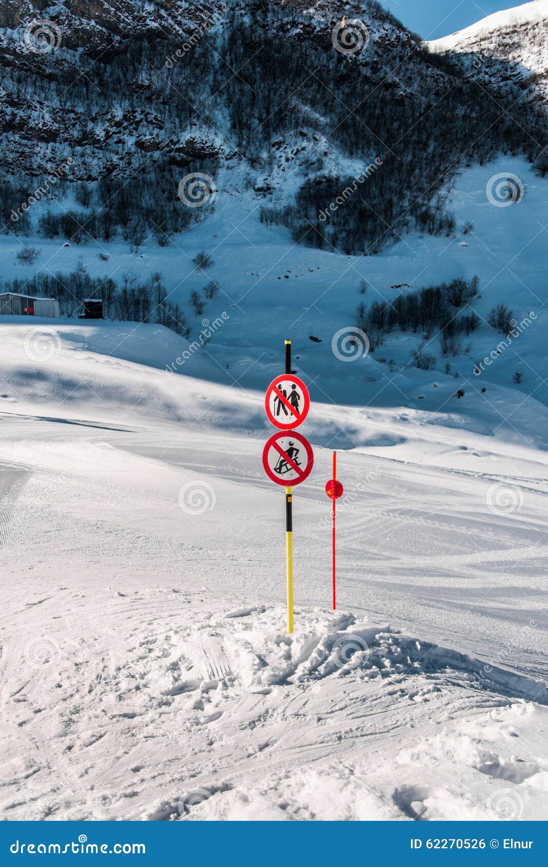 The Danger Sings on Winter Skiing Resort Stock Photo - Image of message ...
