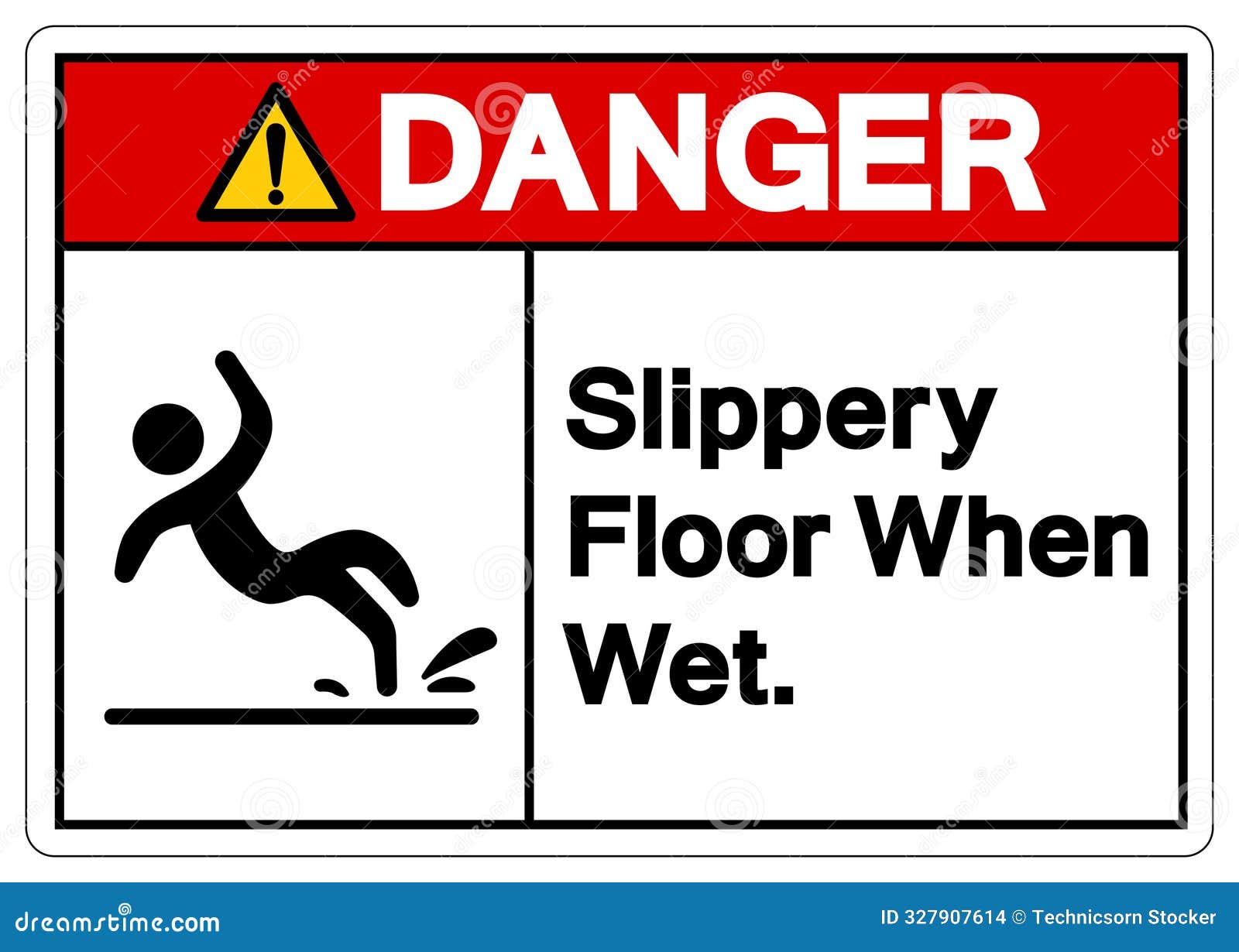 Danger Slippery Surface On White Isolated Background Sign Stock ...