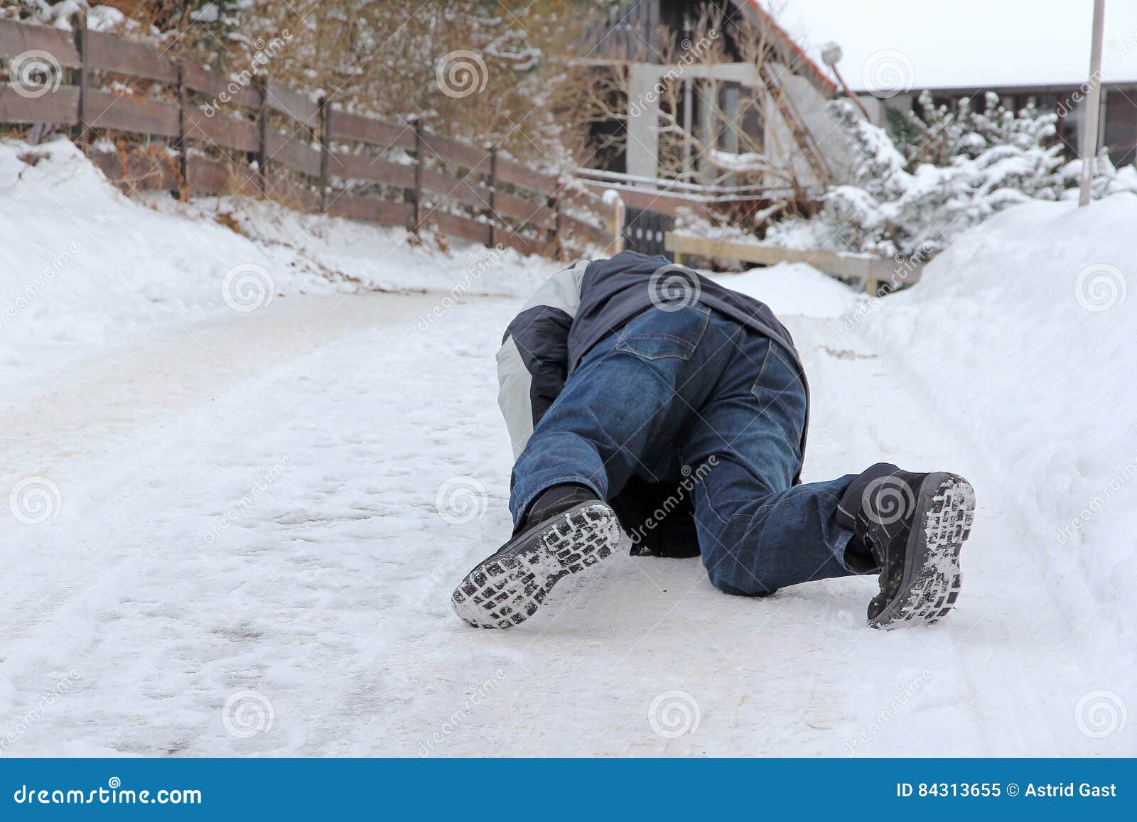 Danger Slipping - Accident Danger in Winter Stock Image - Image of ...