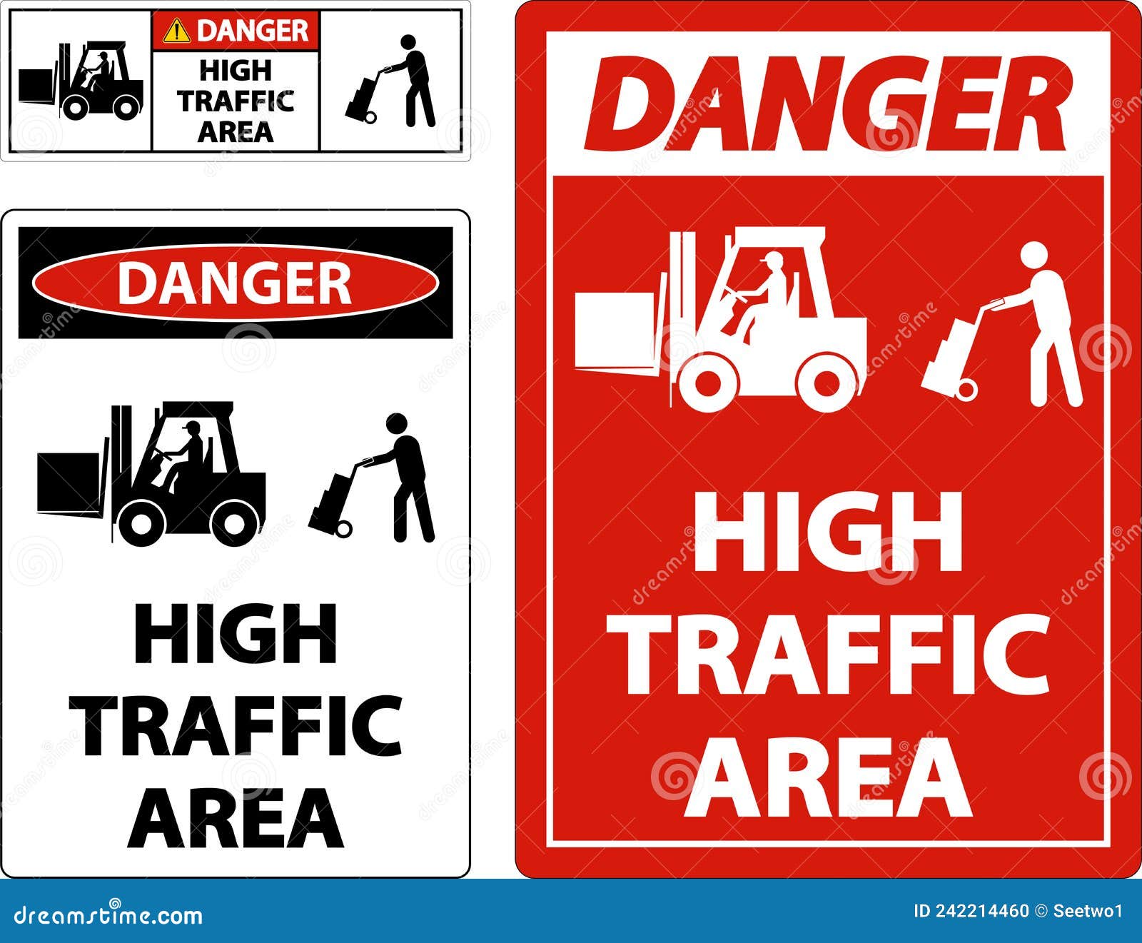 Danger Slow High Traffic Area Sign on White Background Stock Vector ...