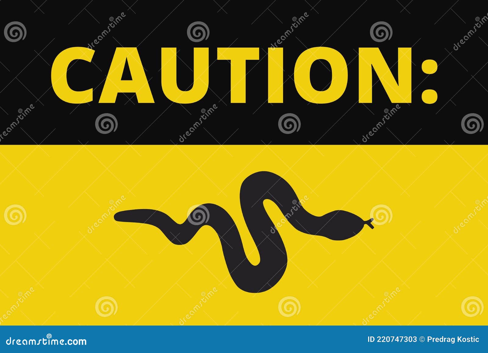 Caution Snakes Sign. Snakes Warning Sign. Risk Of Snakebite. Hazard ...