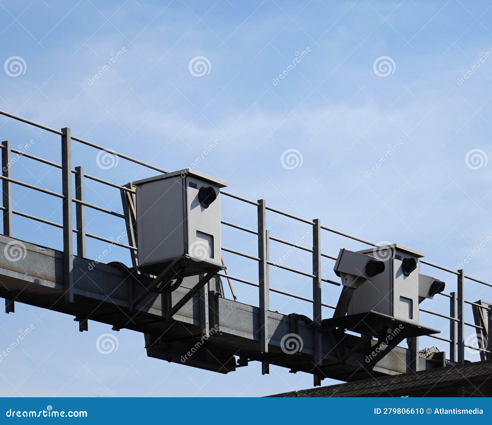 Stationary Flash System on a Motorway Bridge Stock Photo - Image of ...