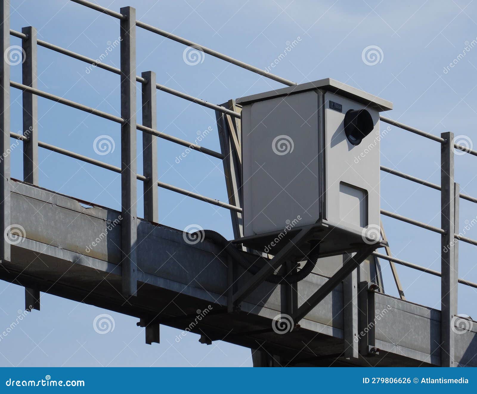 Stationary Flash System on a Motorway Bridge Stock Photo - Image of ...