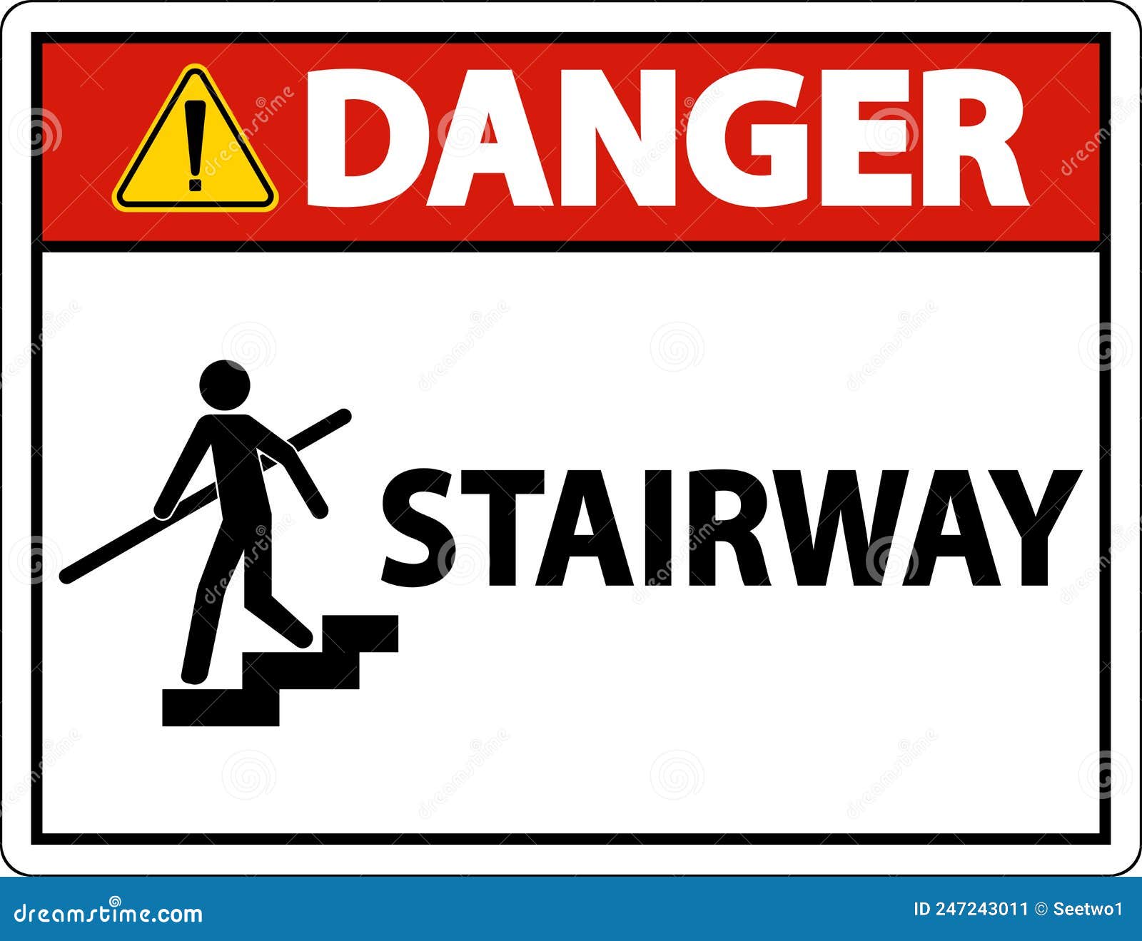 Danger Stairway Sign on White Background Stock Vector - Illustration of ...