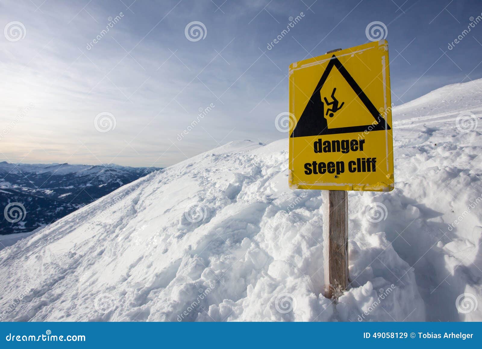 Danger Steep Cliff Mountain Sign Stock Image - Image of danger, park ...