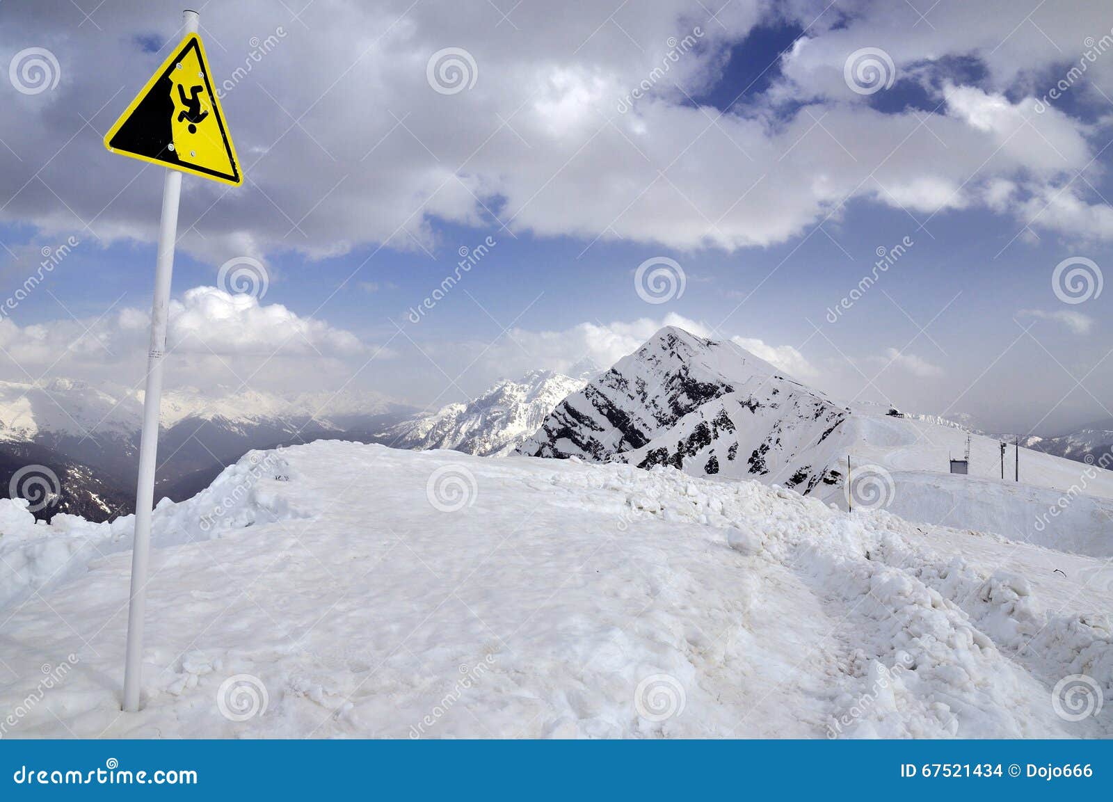 Danger Steep Cliff Mountain Sign Stock Photo - Image of incline ...