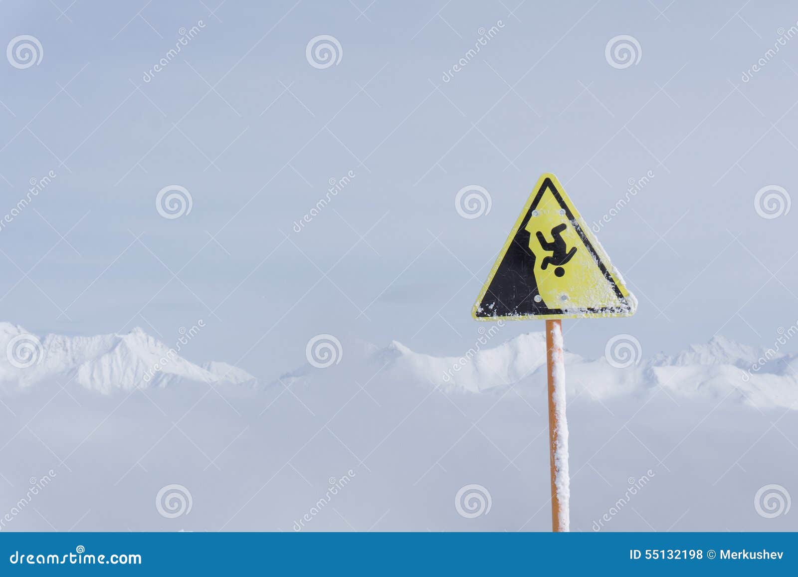 Danger Steep Cliff Mountain Sign Stock Photo - Image of dangerous ...