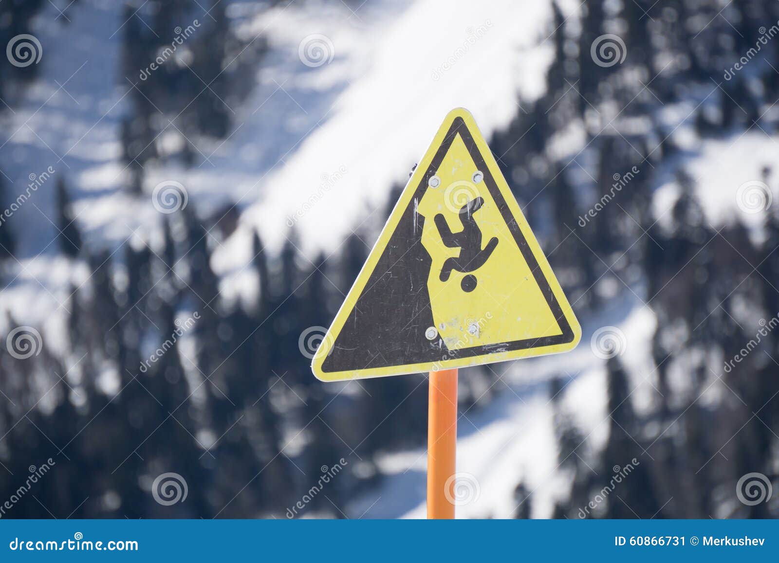 Danger Steep Cliff Mountain Sign Stock Image - Image of mountaineering ...