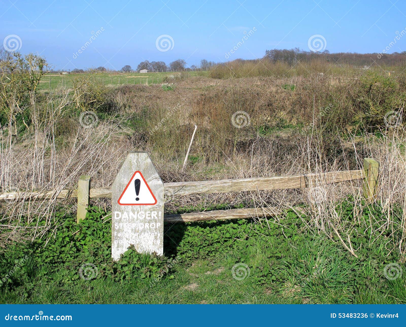Danger Drop Below Yellow Triangle Warning Sign Stock Image ...