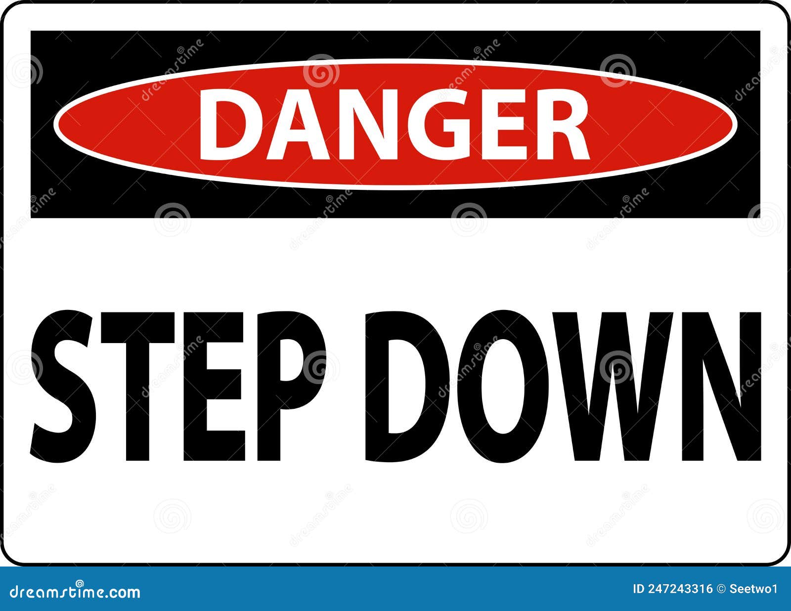 Danger Step Down Sign on White Background Stock Vector - Illustration ...