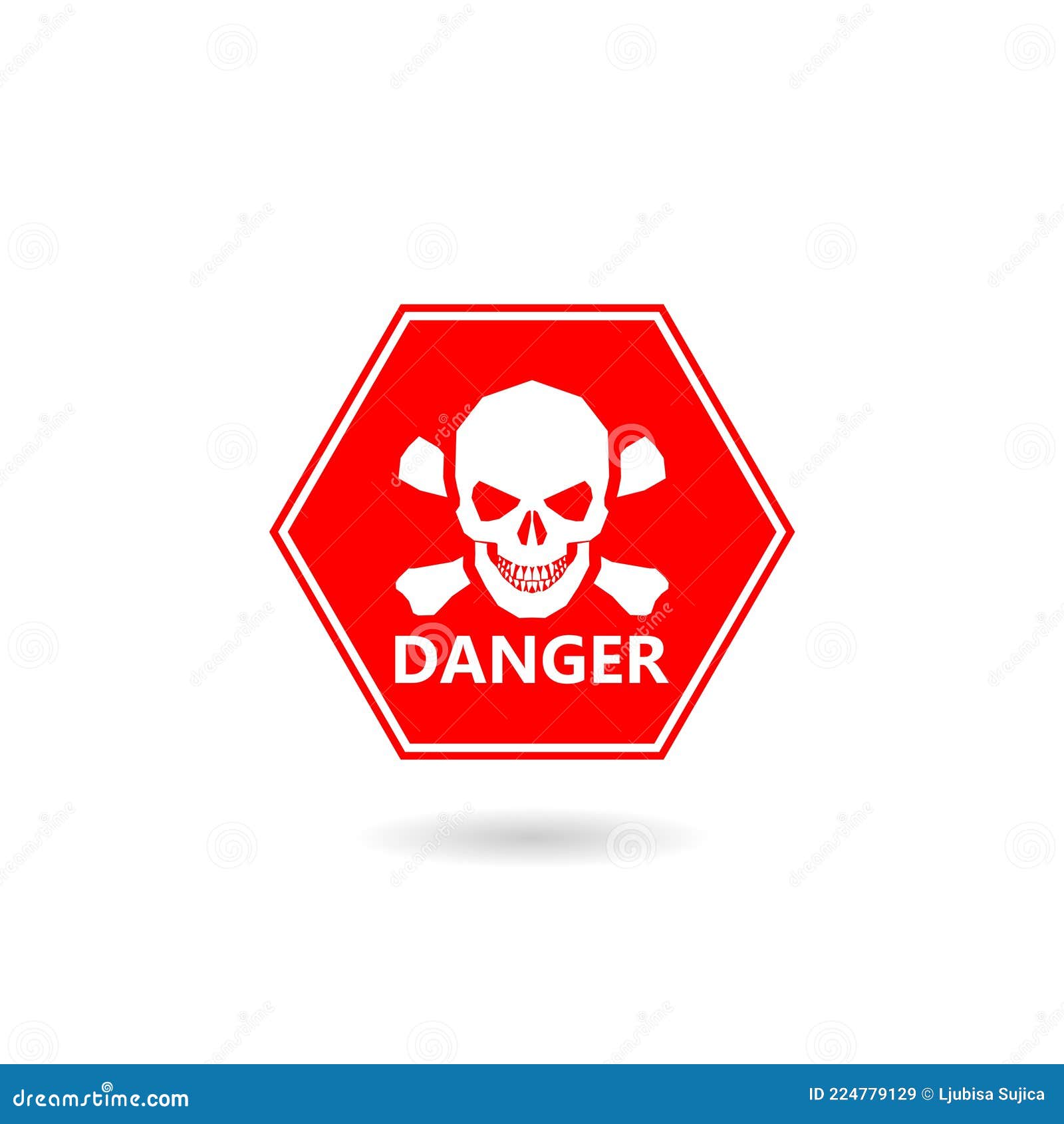 Danger Symbol Glyph Icon with Shadow Stock Vector - Illustration of ...