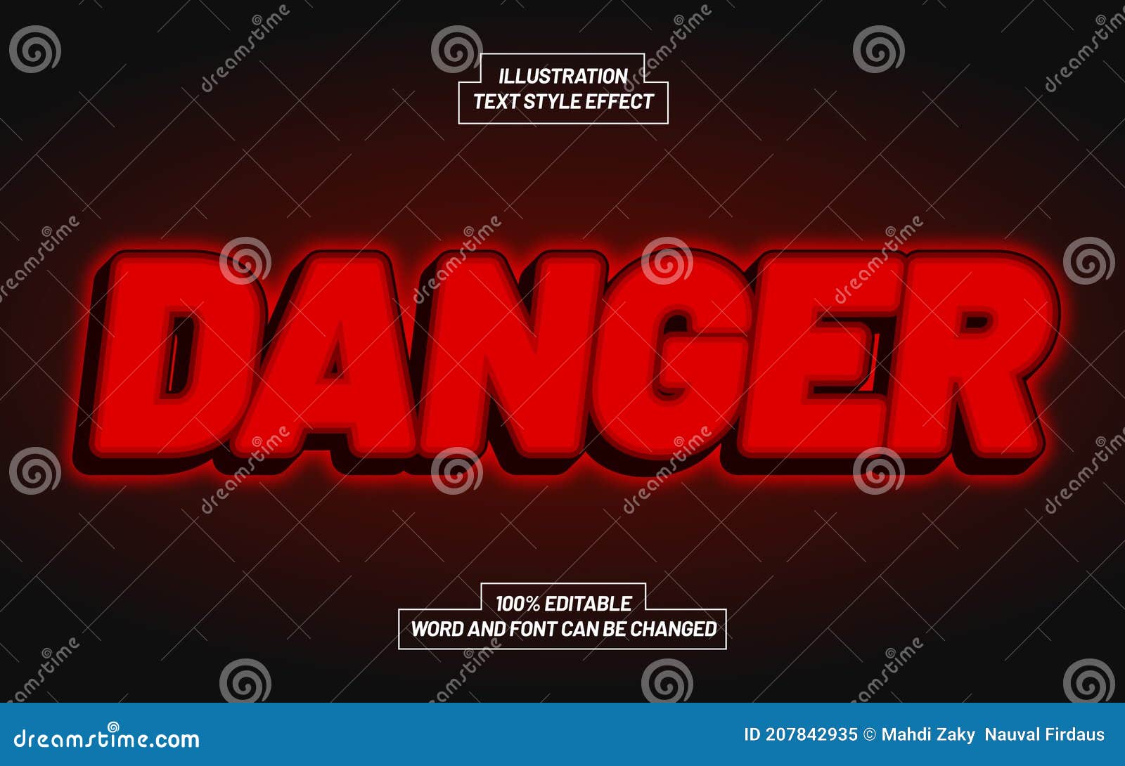 Danger Red Text Style Effect Stock Vector - Illustration of abstract ...