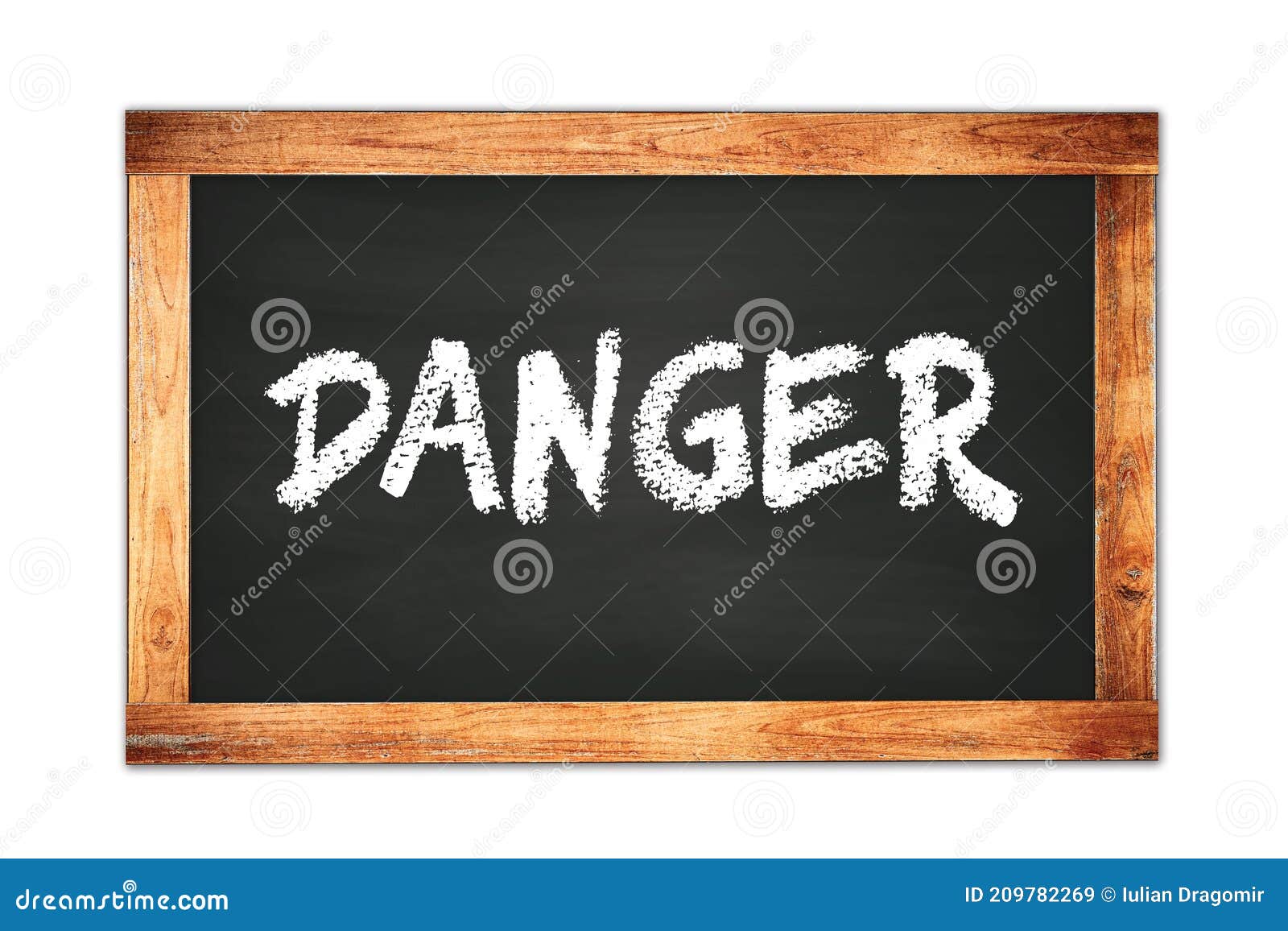 DANGER Text Written on Wooden Frame School Blackboard Stock ...