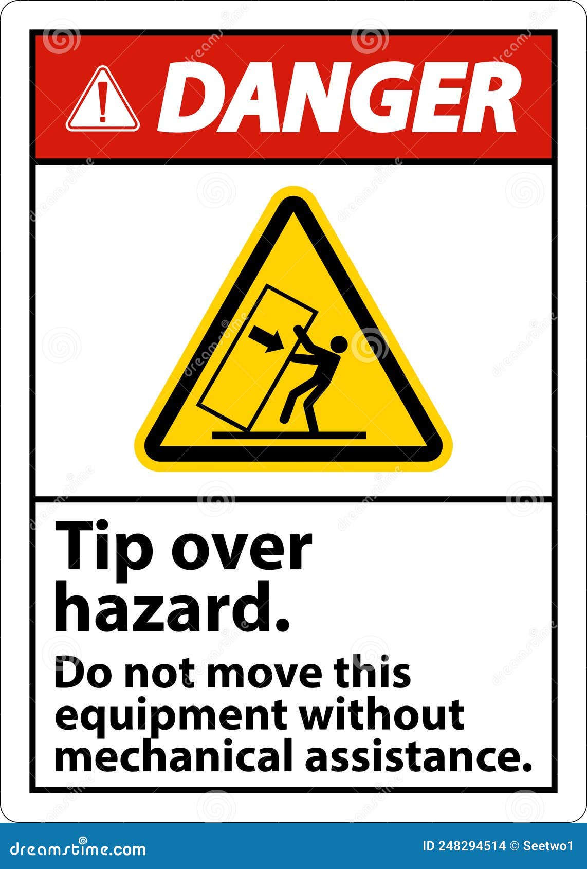 Danger Tip Over Hazard Do Not Move Label on White Background Stock ...