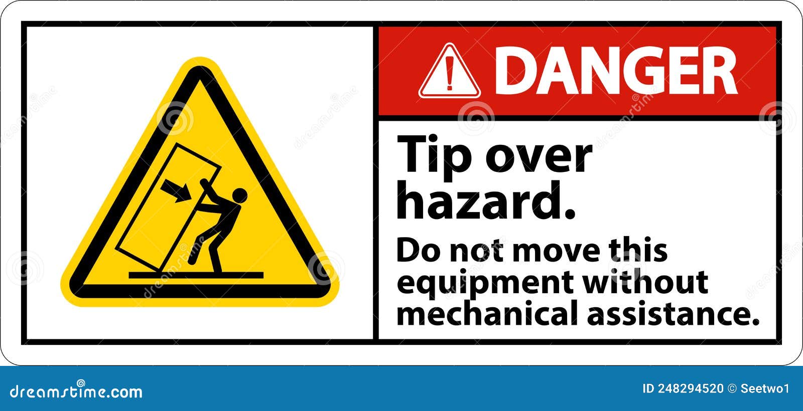 Danger Tip Over Hazard Do Not Move Label on White Background Stock ...