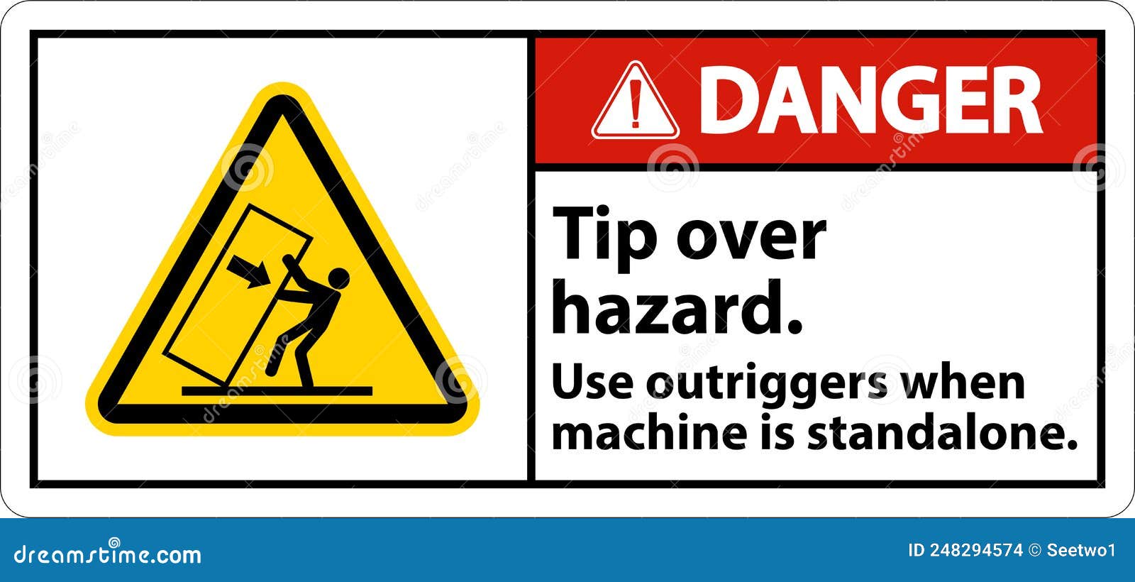 Danger Tip Over Hazard Use Outriggers Label on White Background Stock ...