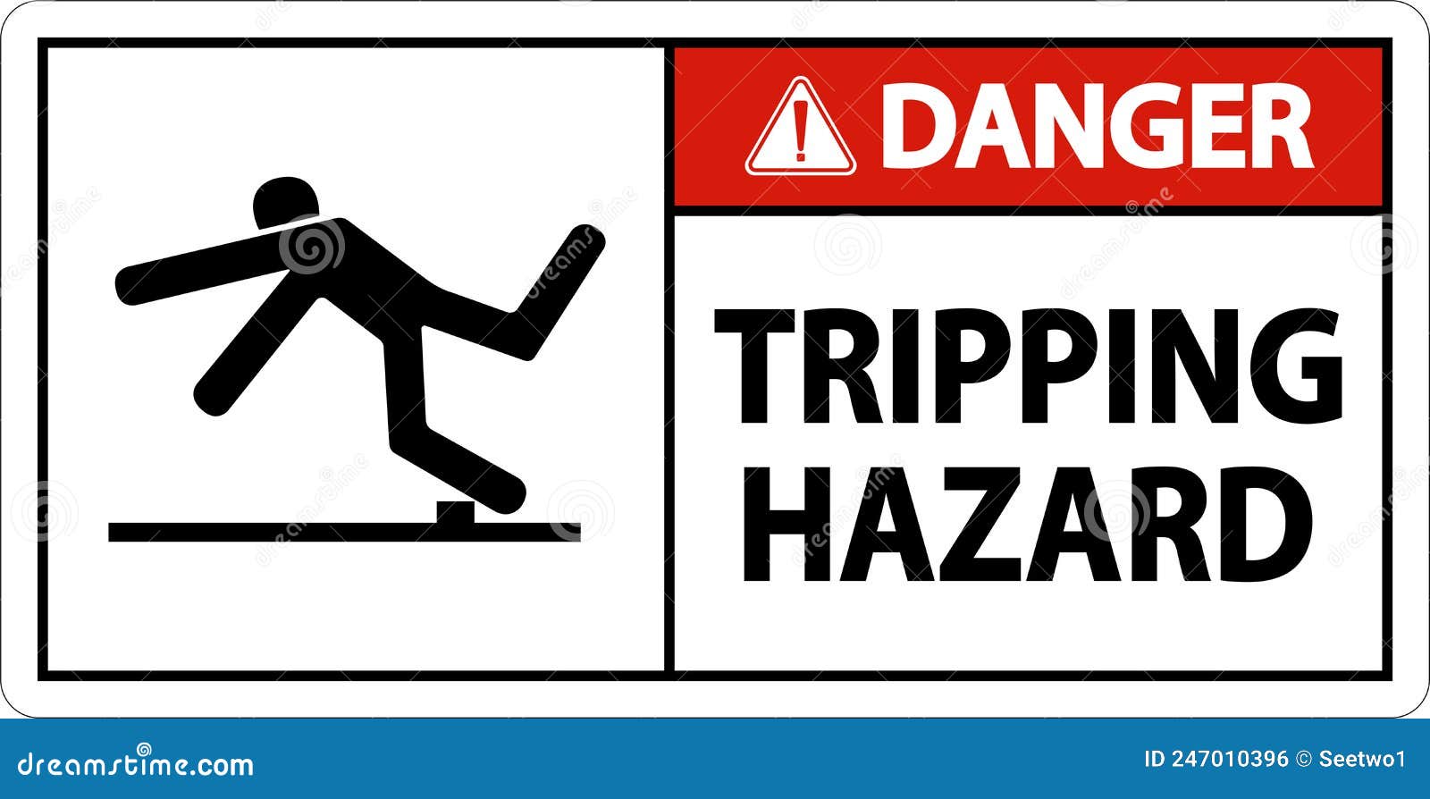 Danger Tripping Hazard Sign on White Background Stock Vector ...
