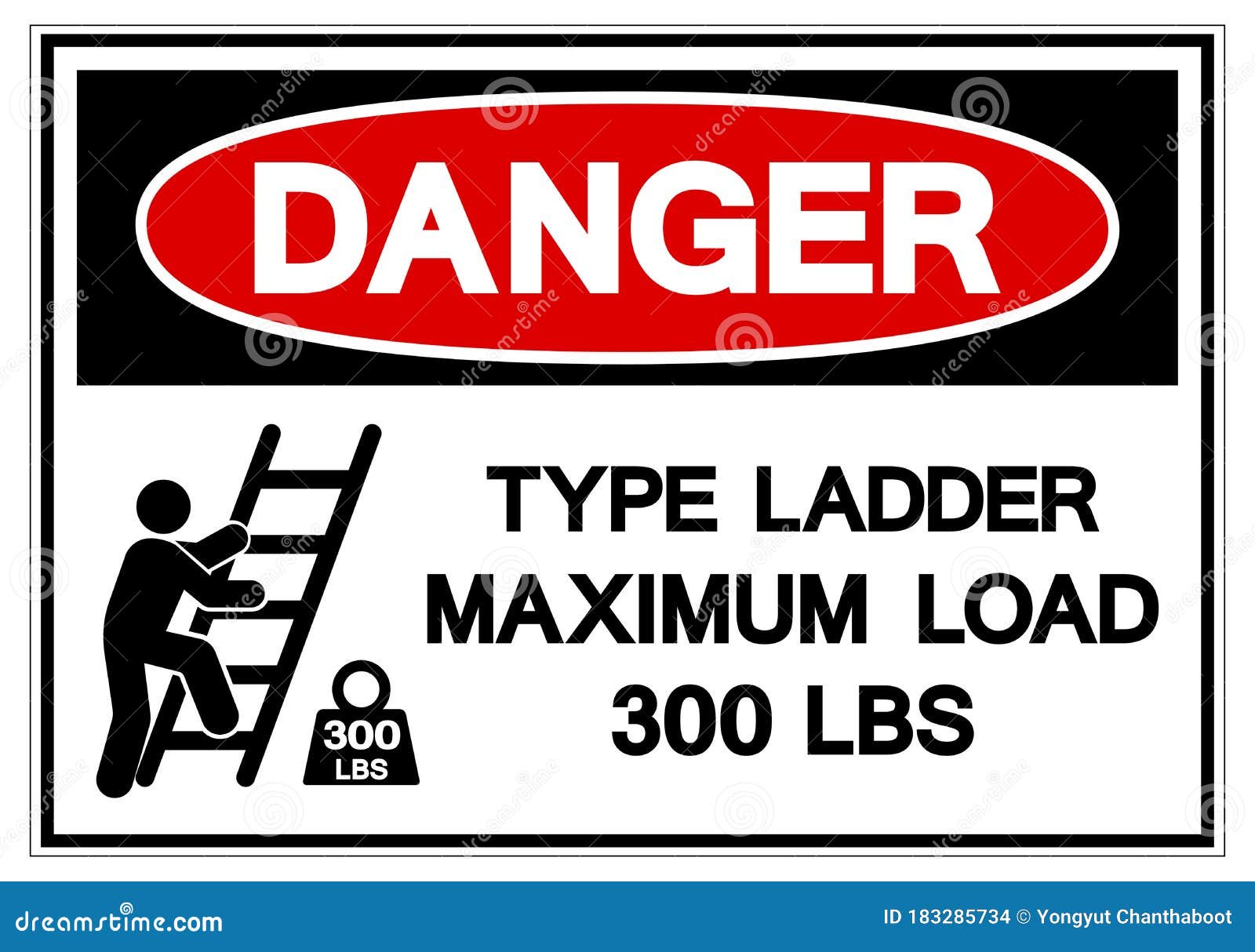 Danger Type Ladder Maximum Load 300 LBS Symbol Sign, Vector ...