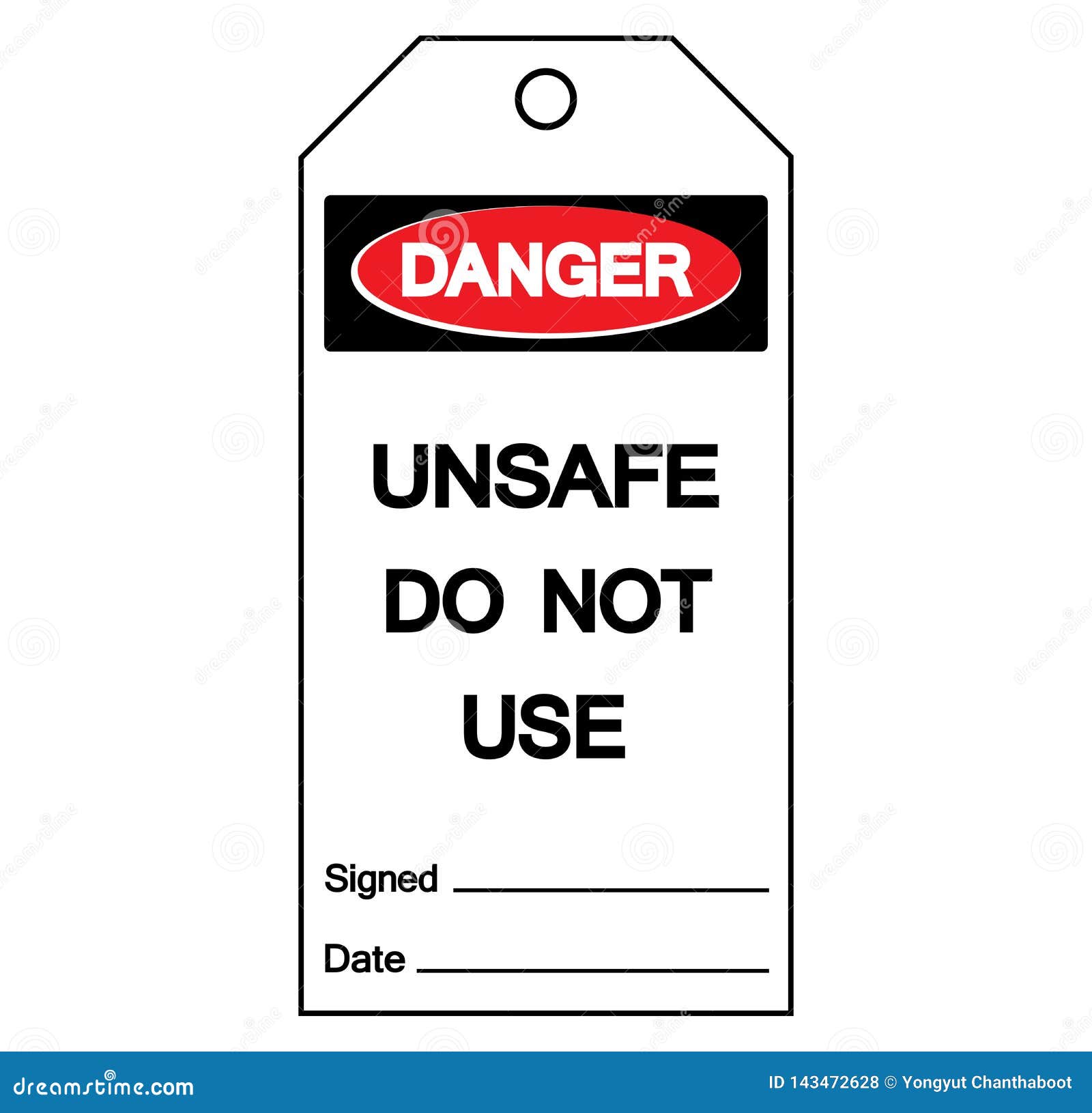 Danger Unsafe Do Not Use Tag Symbol Sign,Vector Illustration, Isolate ...