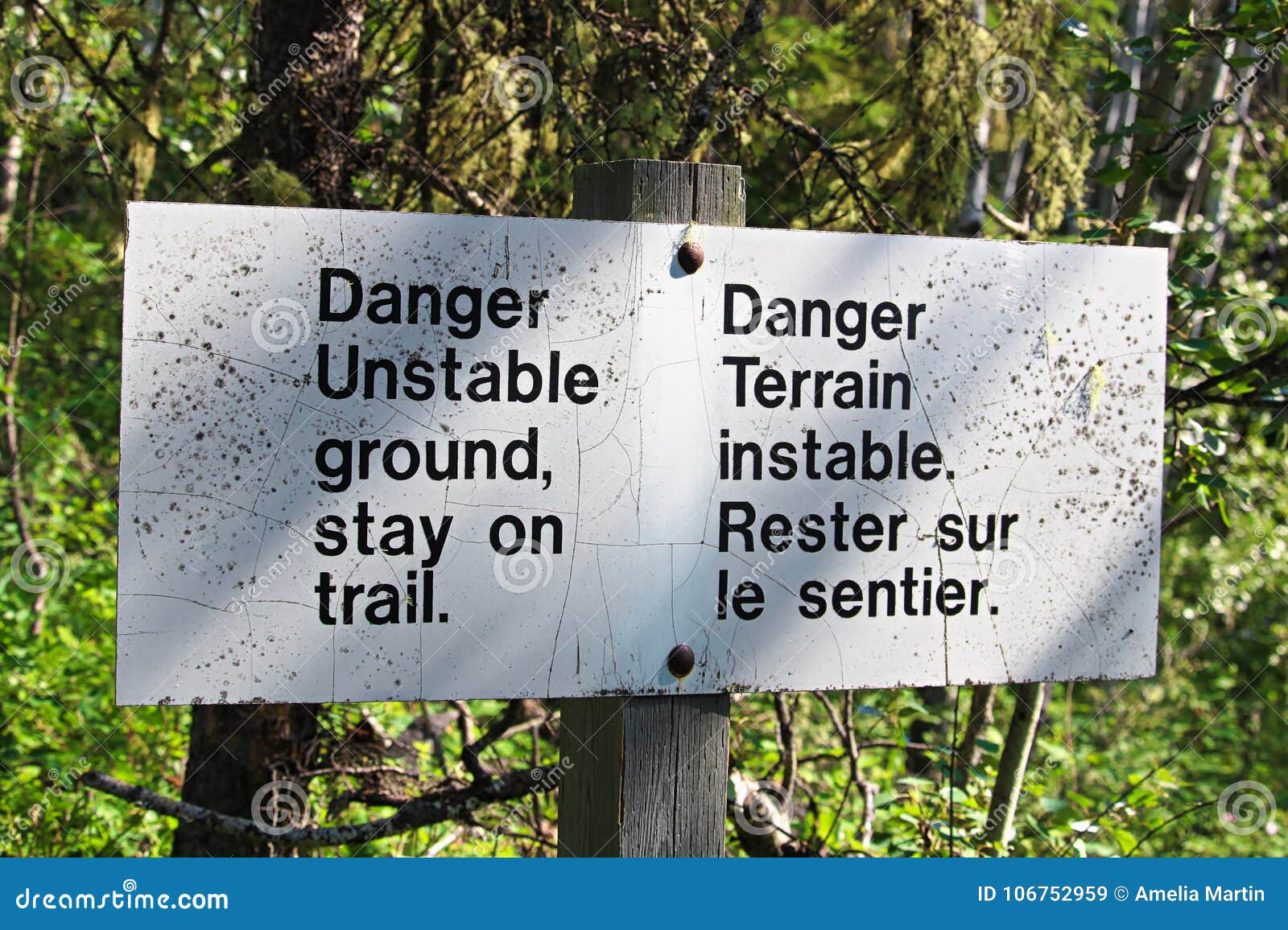 Danger Unstable Ground, Stay on Trail Sign Stock Image - Image of ...
