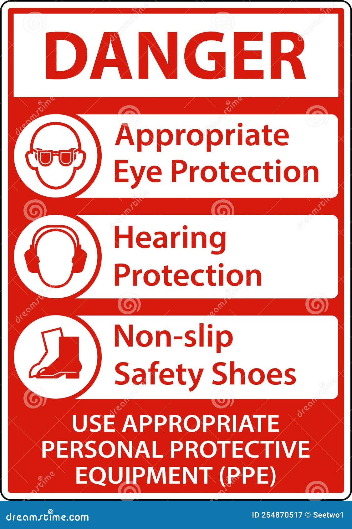 Danger Use Appropriate PPE Sign on White Background Stock Vector ...