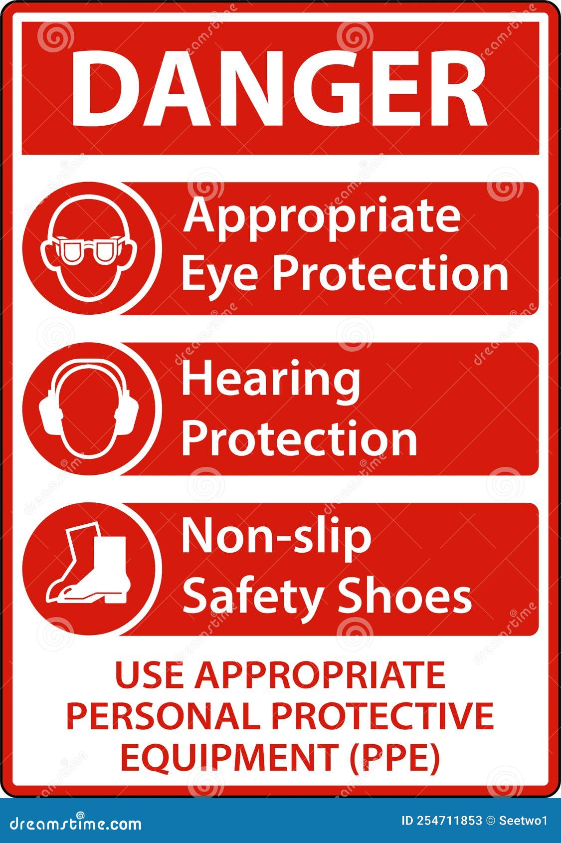 Danger Use Appropriate PPE Sign on White Background Stock Vector ...